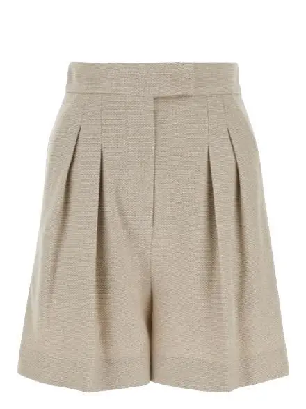 Max Mara Pleated Straight Fit Shorts - Nude