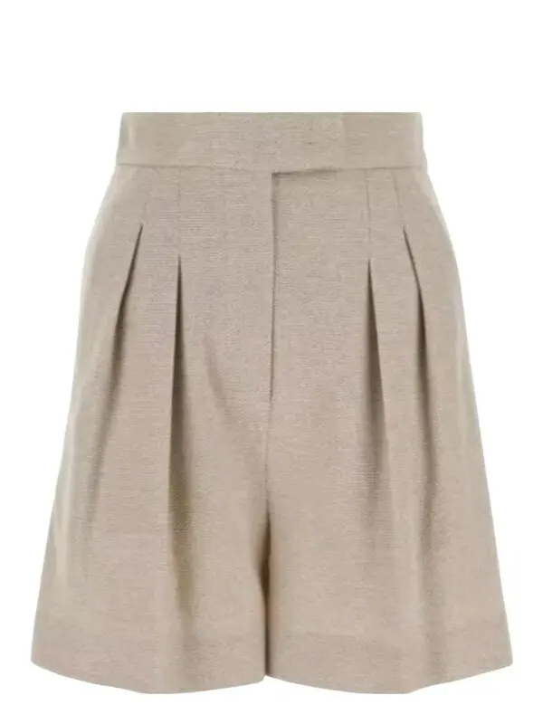 Max Mara Pleated Straight Fit Shorts - Nude