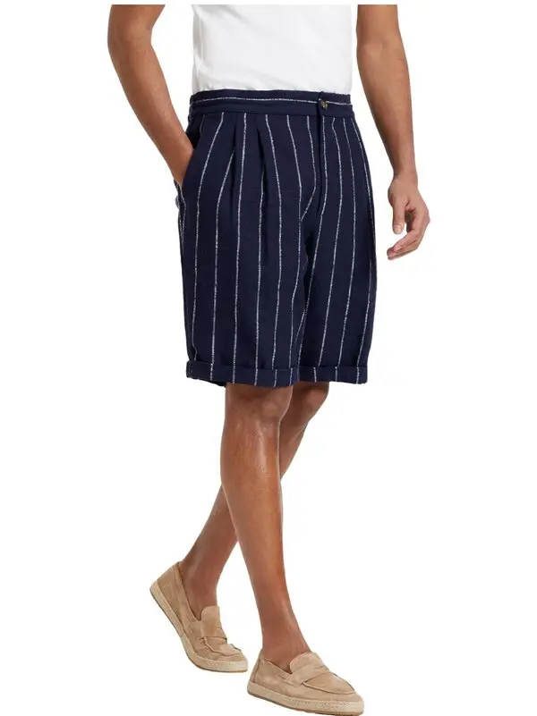 Brunello Cucinelli Pinstriped Double-grain Bermuda Shorts - Black
