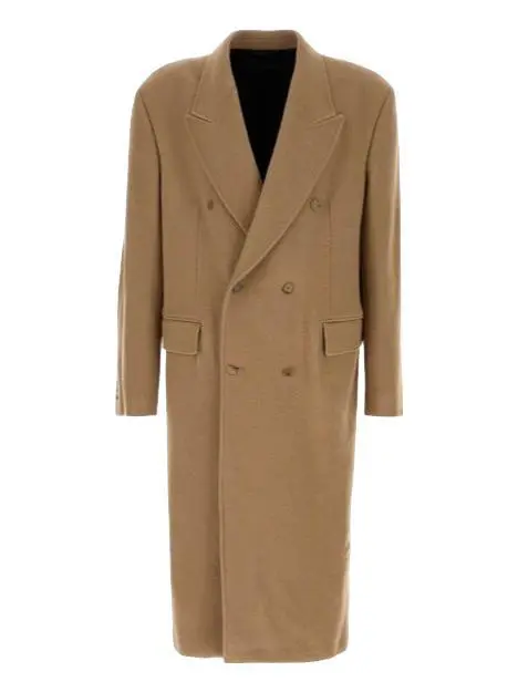 Balenciaga Double-breasted Long Coat - Camel