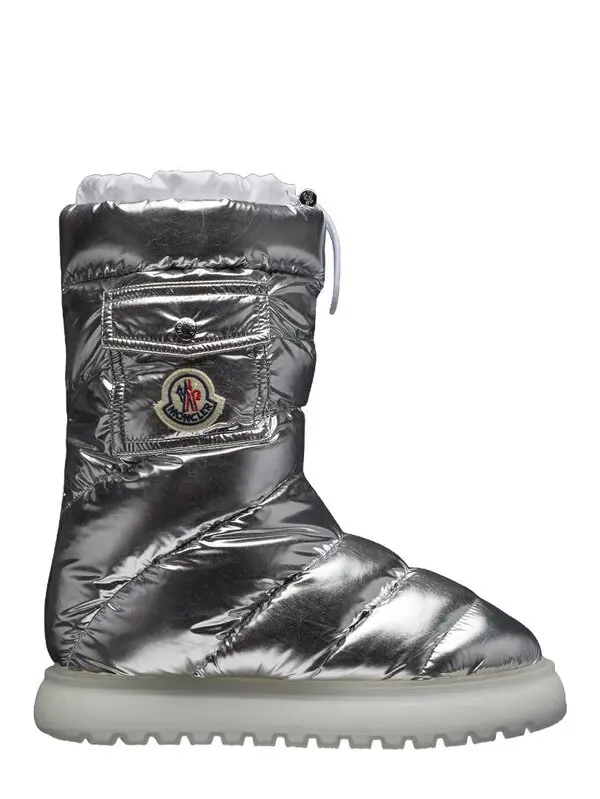 Moncler Padded Logo Patch Boots - Silver