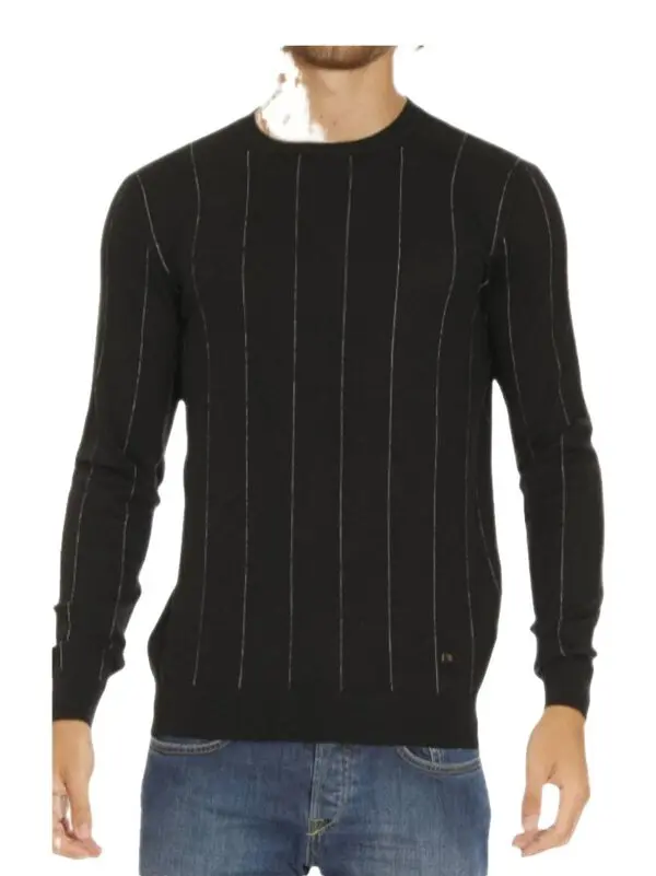 Emporio Armani Striped Pullover - Black