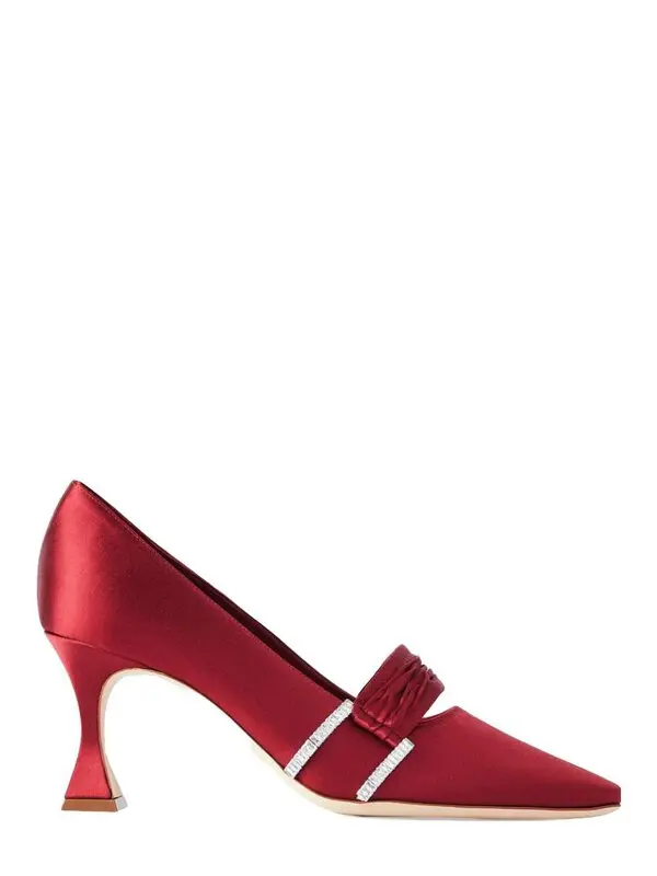 Manolo Blahnik Fetis Crystal Embellished High Heel Pumps - Red