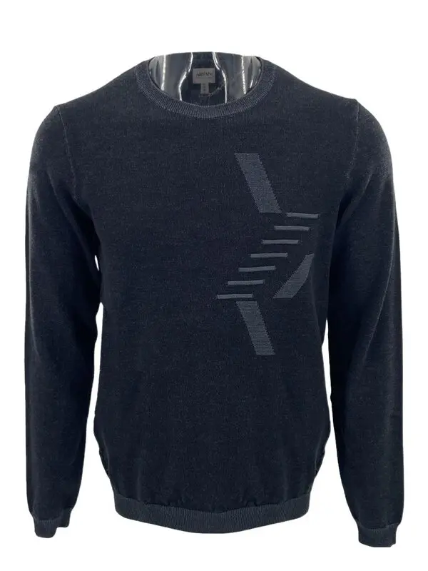 Emporio Armani Round Neck Long Sleeve Sweater - Black