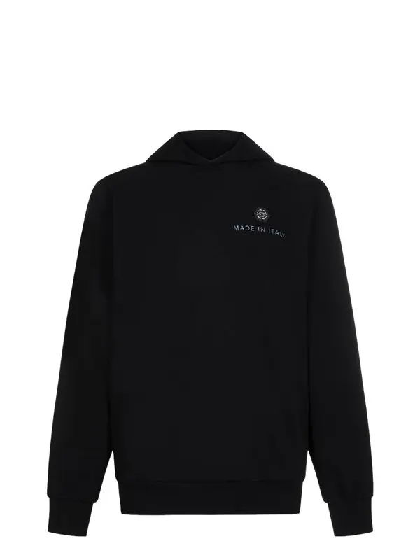 Philipp Plein Logo Printed Long Sleeve Hoodie - Black