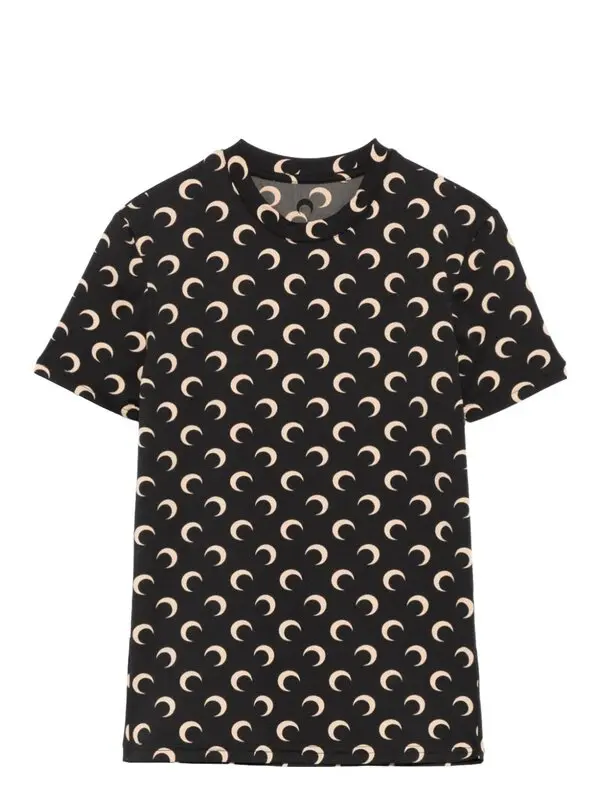 MARINE SERRE Crescent Print Crewneck T-shirt - Black