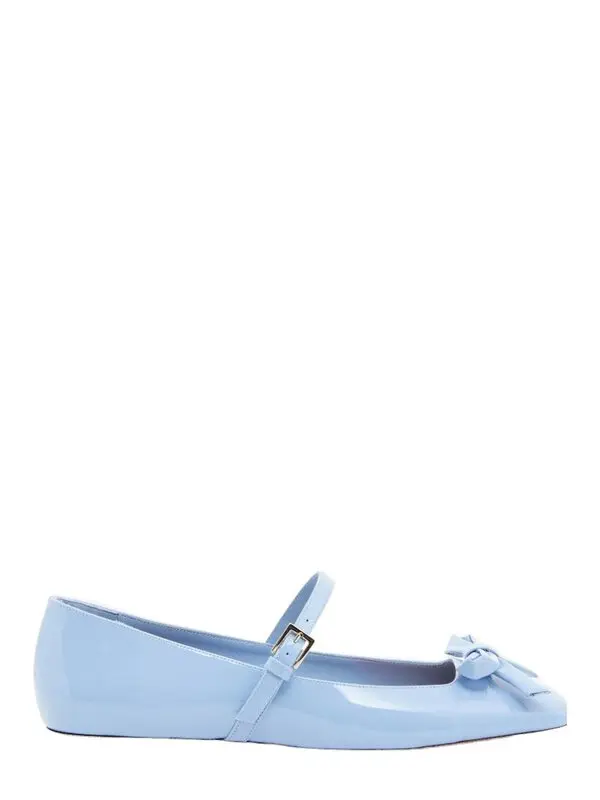 Valentino Garavani Flat Square Toe Ballet Flats With Bow Detailing - Blue
