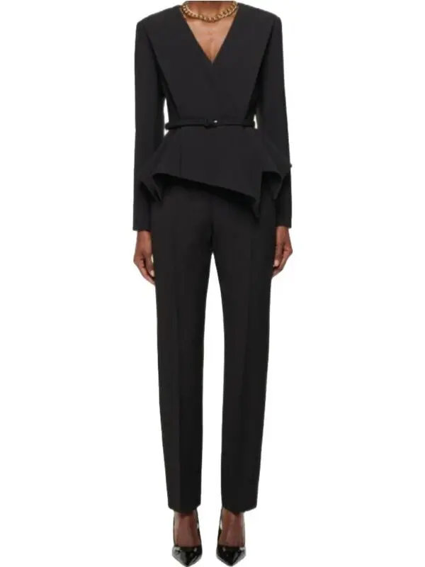 Roland Mouret Crepe Straight Leg Tailored Trousers - Black