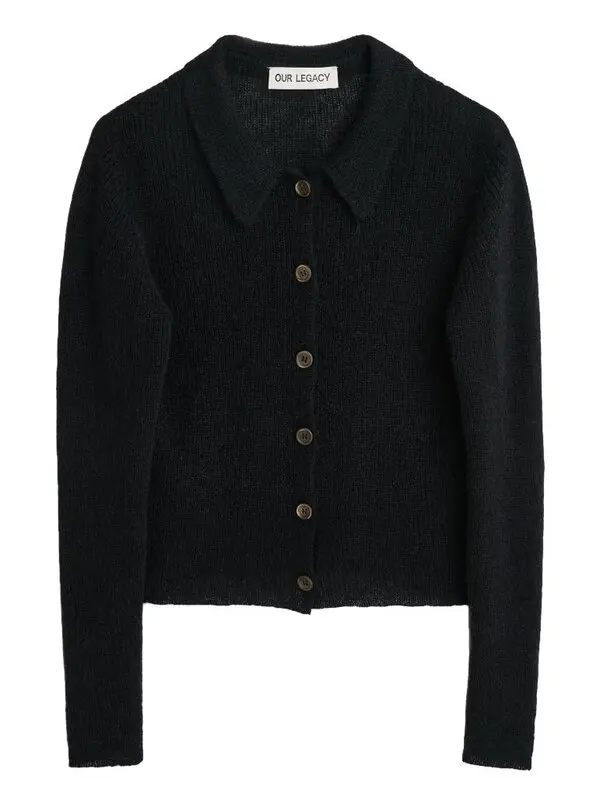 Our Legacy Mazzy Long Sleeved Ribbed-knit Cardigan - Black