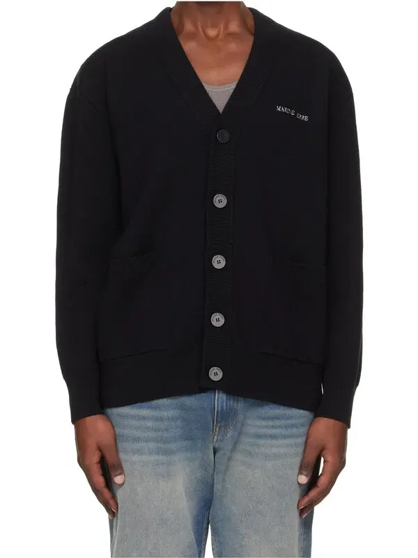 MARINE SERRE V-neck Knitted Cardigan - Black