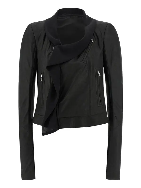 Rick Owens Asymmetrical Zip Biker Jacket With Embellishments - Black