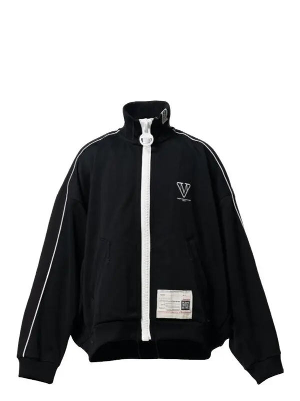 Mihara Yasuhiro Oversized Zip-up Track Jacket With Embroidered Logo - Black