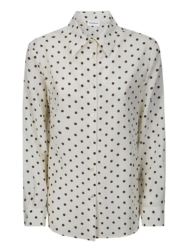 P.a.r.o.s.h Polka Dot Long-sleeved Shirt - White