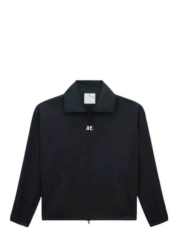 COURREGES High-neck Logo-embroidered Zip-up Jacket - Black