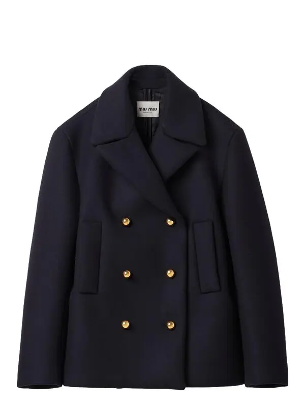 Miu Miu Double-breasted Peacoat Jacket - Blue