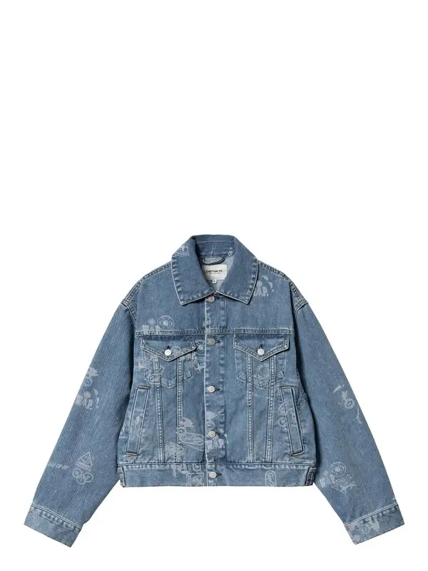 Carhartt Work In Progress Graphic Print Denim Jacket - Blue