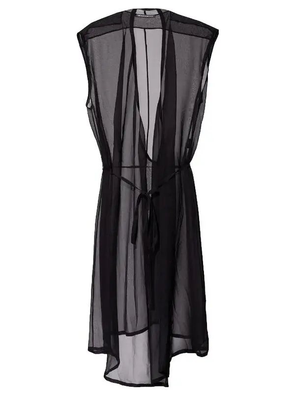 ANN DEMEULEMEESTER Sleeveless Sheer Paneled Drawstring Dress - Black