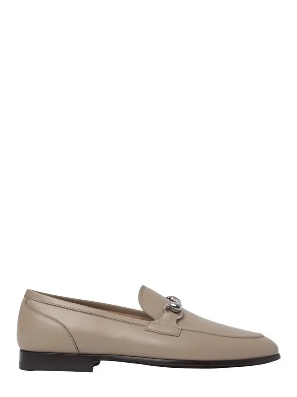 SCAROSSO Alessandra Almond Toe Loafers With Horsebit Detail - Taupe