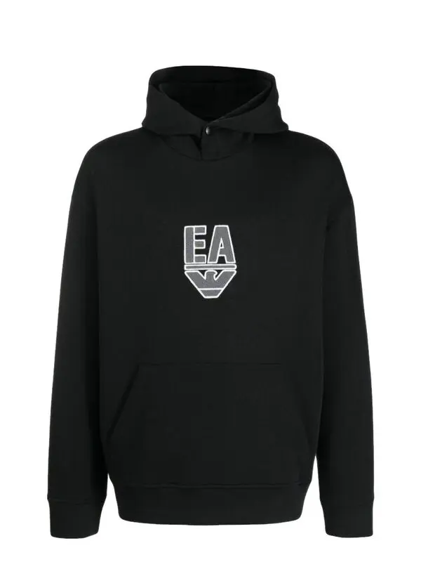 Emporio Armani Logo Hooded Sweater - Black