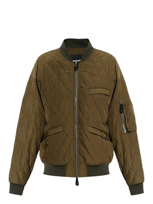 Dsquared2 Rebels Quilted Bomber Jacket - Green