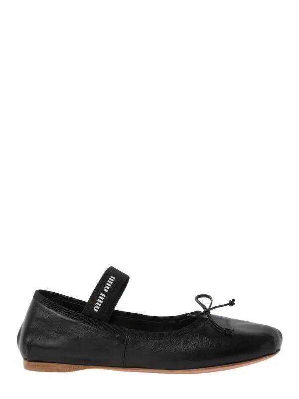 Miu Miu Logo Detail Ballerina Flats - Black