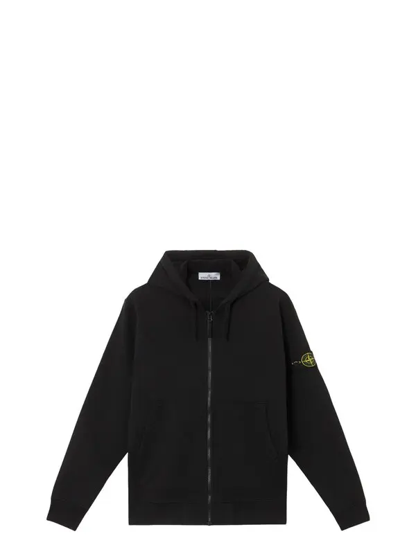 Stone Island Zip-up Drawstring Hoodie - Black