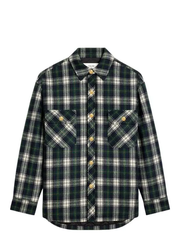 Celine Tartan Cashmere Overshirt - Black