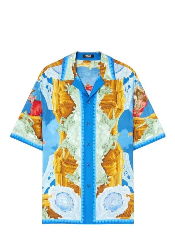 Versace Pattern-printed Short-sleeved Shirt - Blue