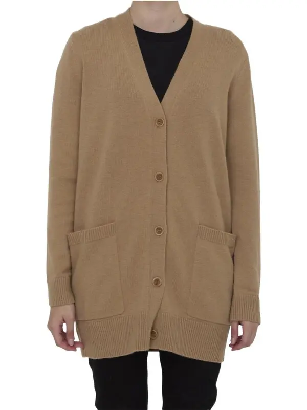 Max Mara Villar V-neck Long-sleeved Cardigan - Nude