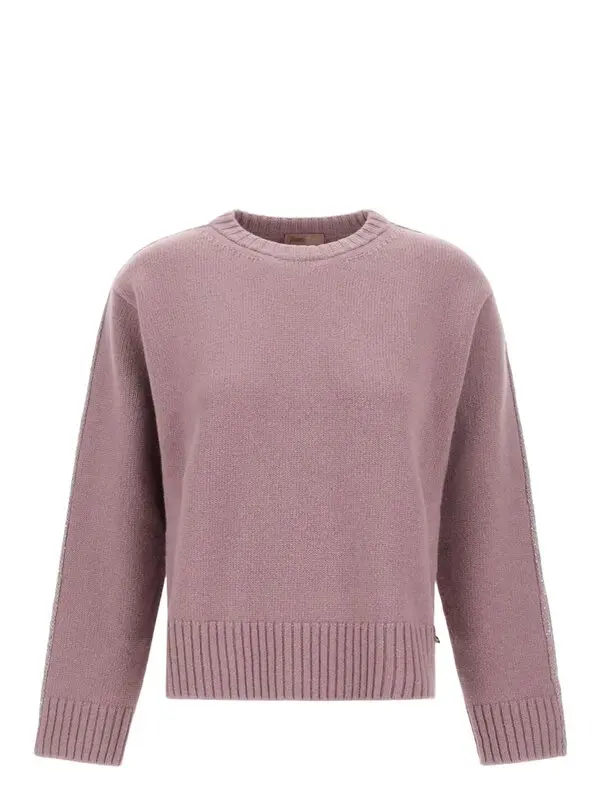 Herno Embellished Long Sleeve Crew Neck Jumper - Nude