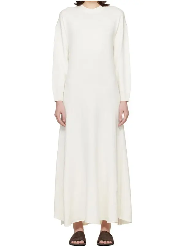 Loulou De Saison Ribbed Knit Round Neck Dress - White
