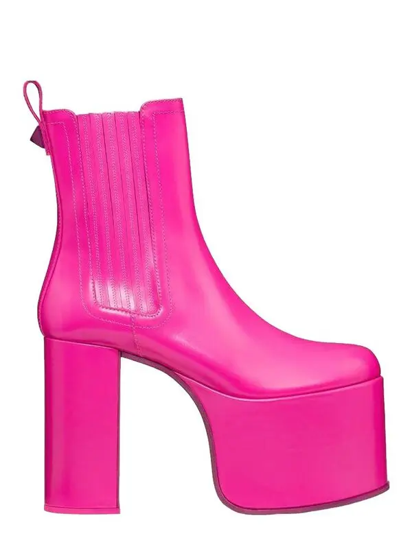 Valentino Garavani Club Calfskin Platform Ankle Boots - Pink