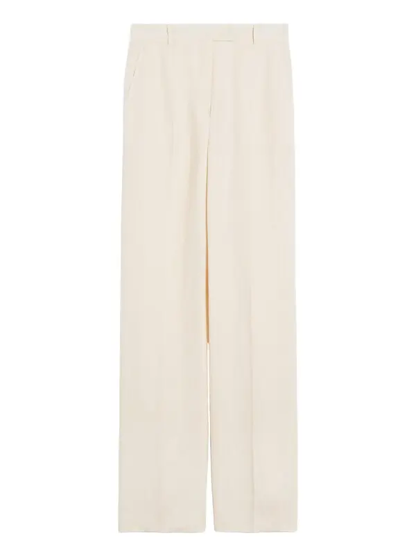 Max Mara Linen Twill Trousers With Pressed Pleats - Beige