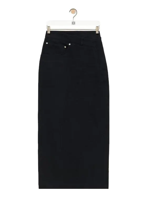 Loewe Deconstructed Denim Midi Skirt - Black