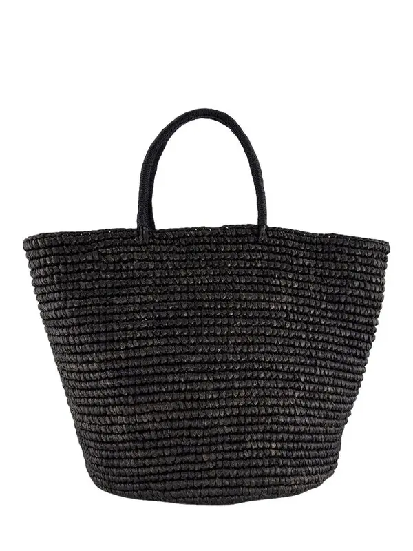 SENSI STUDIO Large Straw Tote Bag - Black