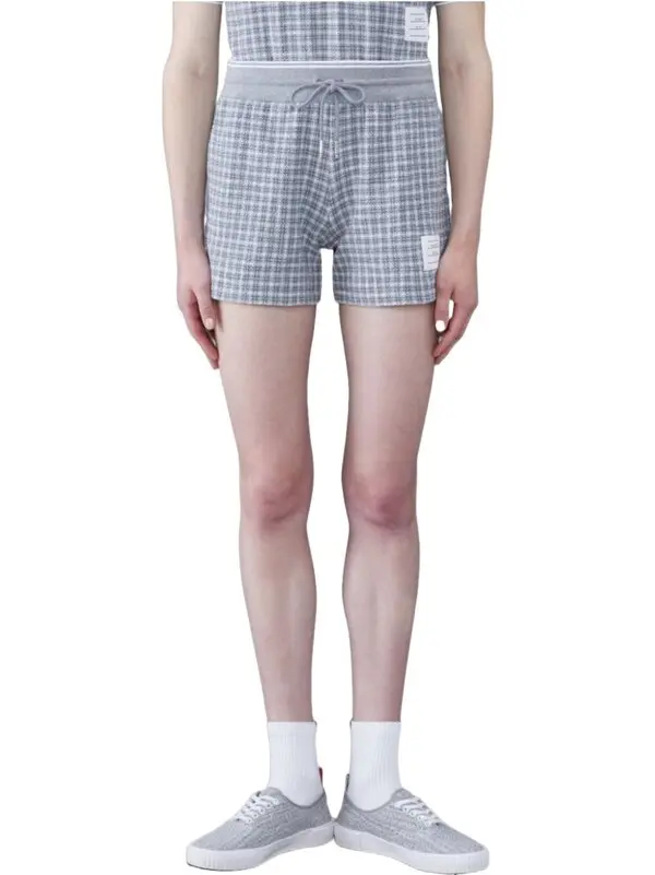 Thom Browne Checked Tweed Drawstring Shorts - Medium Gray
