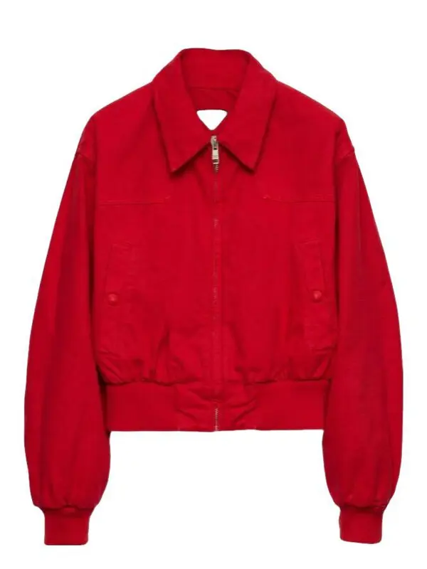 Prada Cut-out Detailed Zip-up Jacket - Red