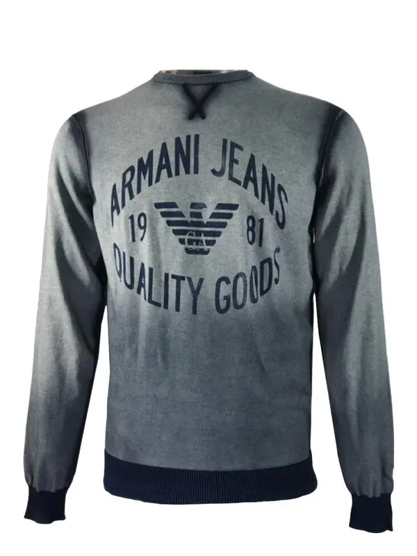 Emporio Armani Round Neck Long Sleeve Sweater - Gray