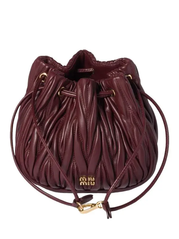 Miu Miu Matelassé Drawstring Clutch - Burgundy