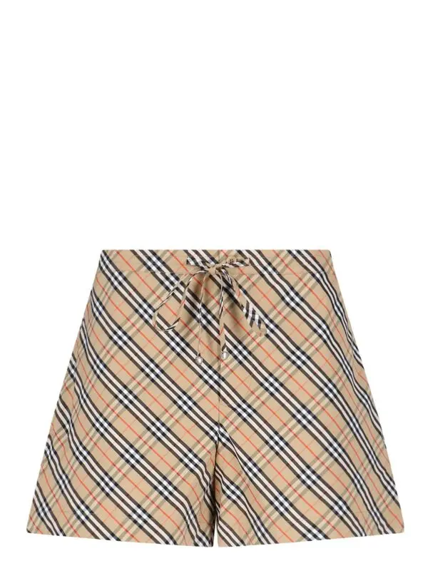 Burberry Check Printed Drawstring Shorts - Nude