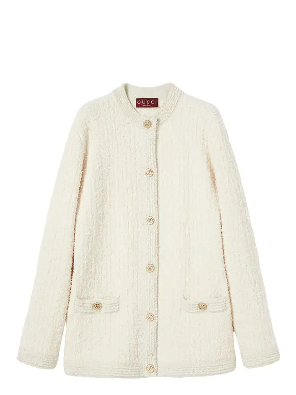 Gucci Bouclé Knit Cardigan - Ivory