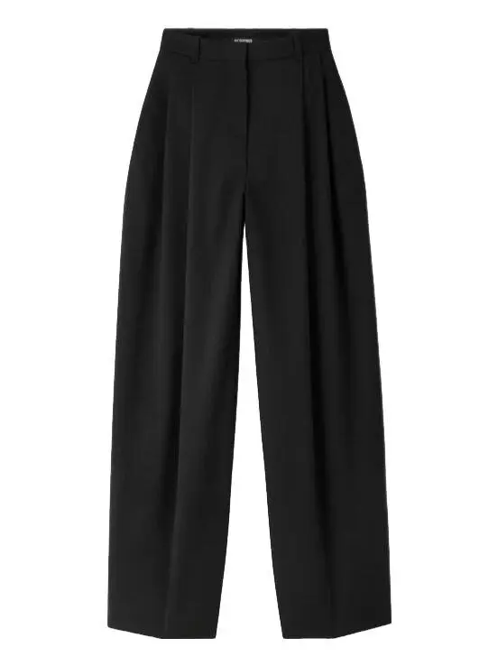 Jacquemus Pleated Tapered Leg Trousers - Black