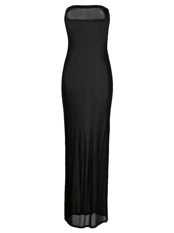Saint Laurent Strapless Sheer Maxi Dress - Black