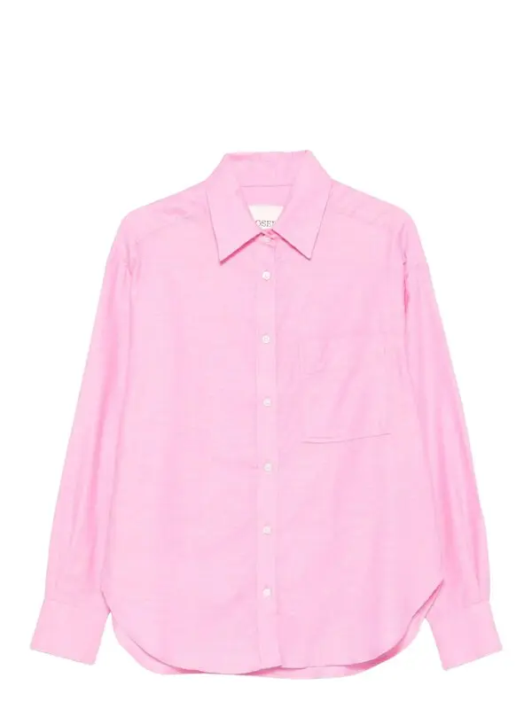 Closed Long-sleeved Shirt With Chest Pocket - Pink