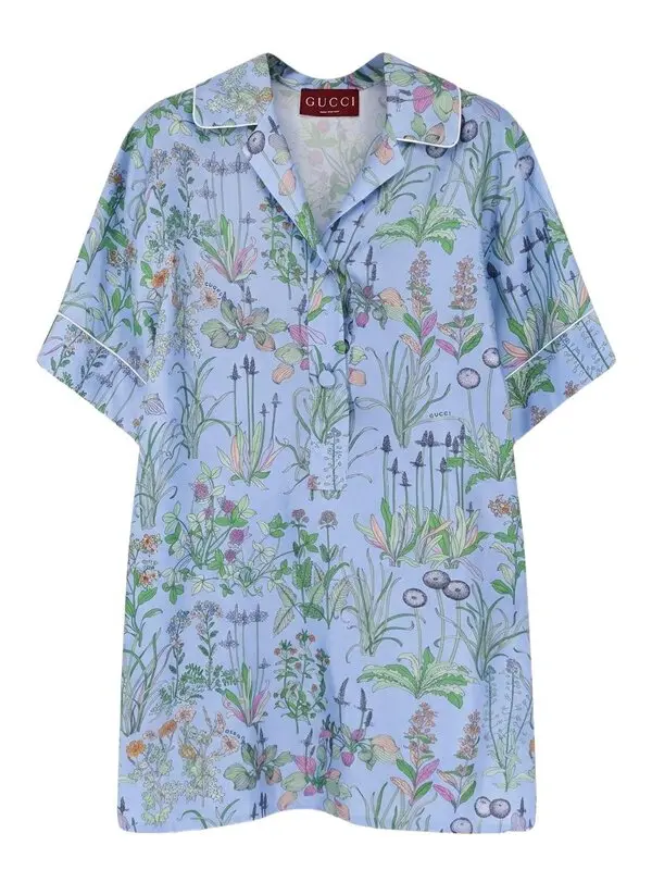 Gucci Short Sleeve Floral Print Shirt - Blue