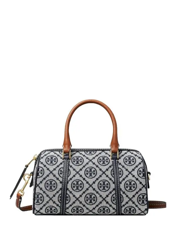 Tory Burch T Monogram Zipped Mini Barrel Bag - Navy