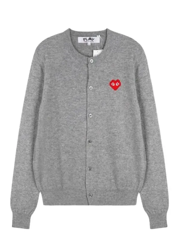Play Comme Des Garcon Logo Cardigan - Gray