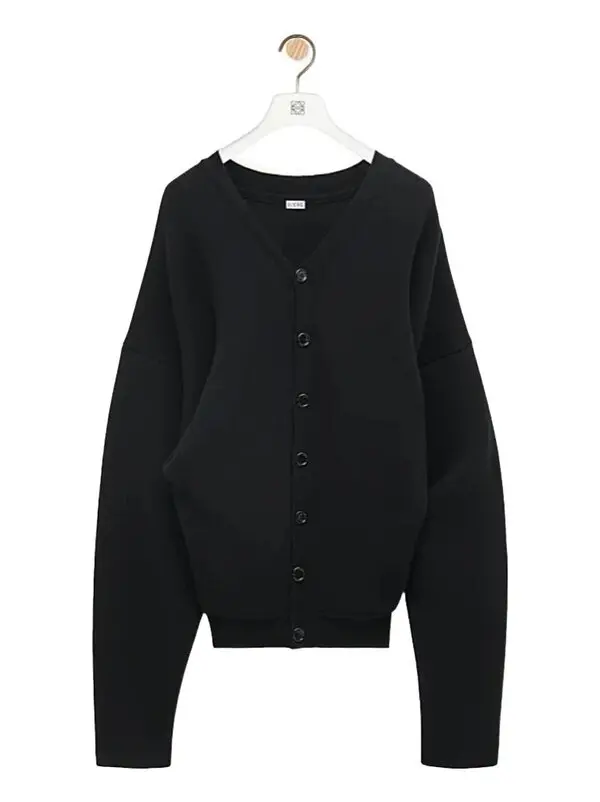 Loewe Wool Blend Draped Cardigan - Black