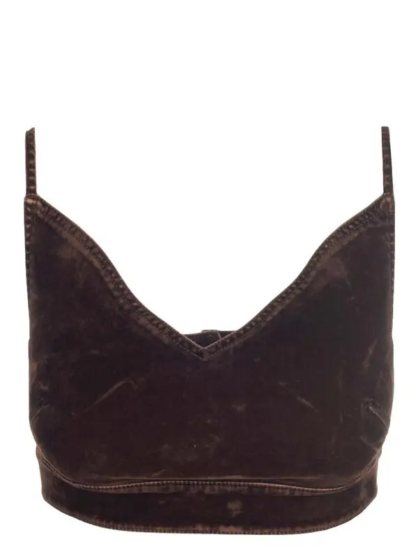 Loewe Strappy Velvet Cropped Top - Brown