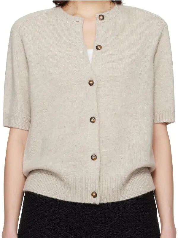 Loulou De Saison Short-sleeved Button-front Cardigan - Nude
